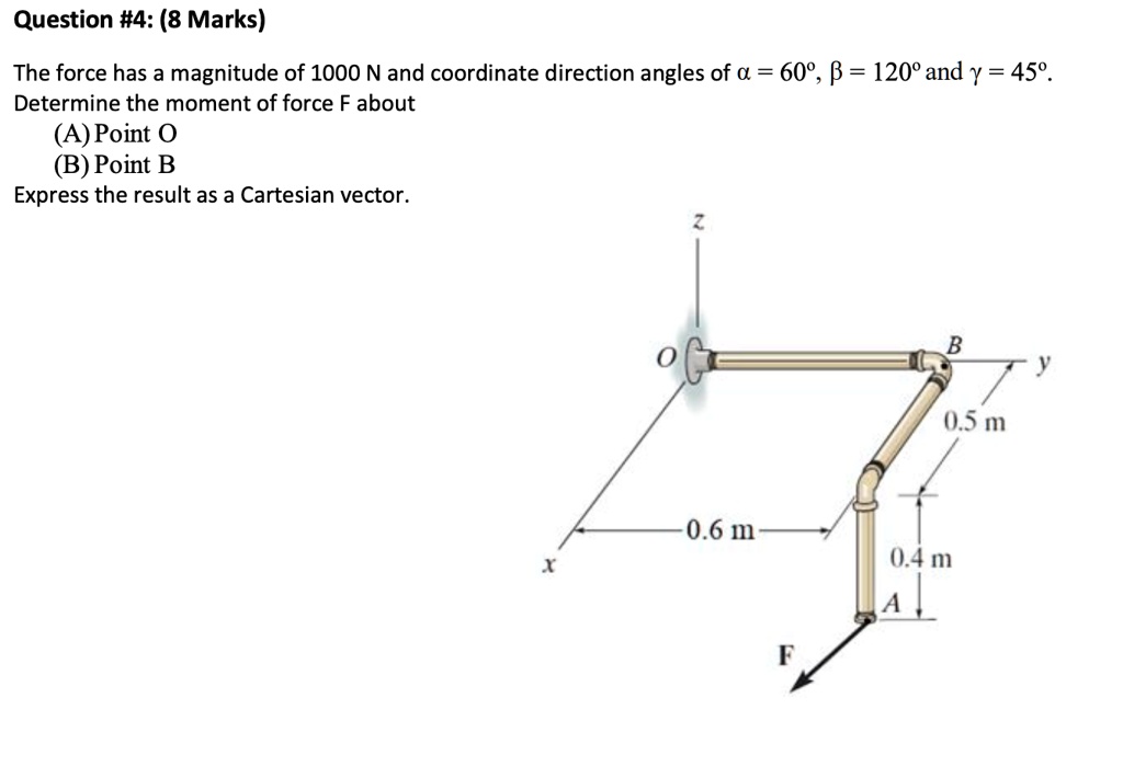question 4 8 marks the force has a magnitude of 1000 n and coordinate ...