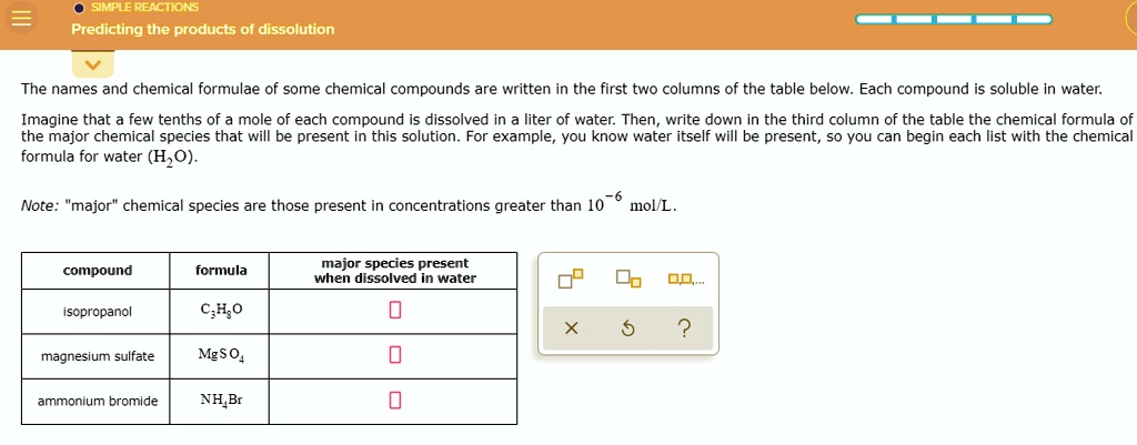 simple reactions 3 predicting the products of dissolution the names and chemical formulae of ...