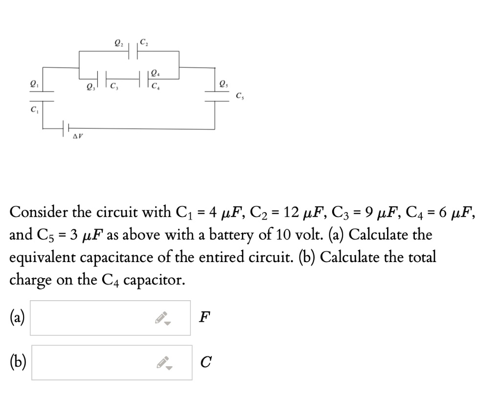SOLVED: Consider the circuit with C1 = 4 pF, C2 = 12 pF, C3 = 9 pF, C4 = 6 pF, and C5 = 3 pF as ...