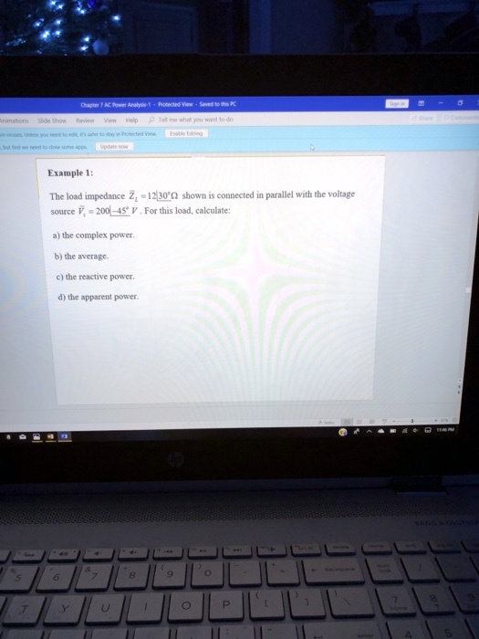 Example 1: The load impedance ZL = 12∠30Ω shown is connected in parallel with the voltage source ...
