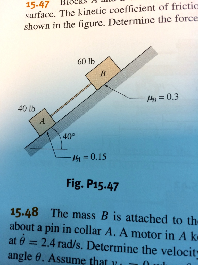 SOLVED: Blocks A and B are connected by a rope as they slide down the ...