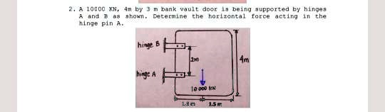 SOLVED: Statics of Rigid Bodies A 10000 kN, 4m by 3m bank vault door is ...