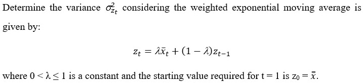 Determine the variance σzt^2 considering the weighted exponential ...