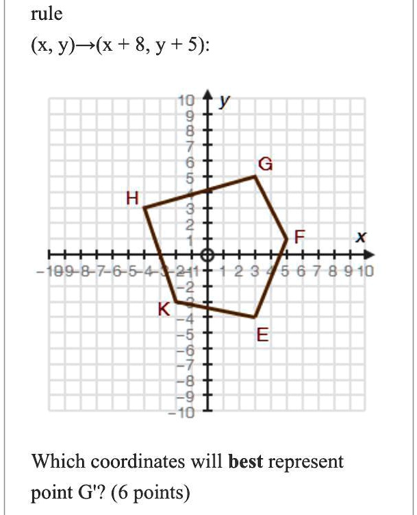 SOLVED: 'This is to Represent the point of G. rule (x,y)–(x + 8,y + 5): 10 y 91 6 5 H 3 2 F X ...