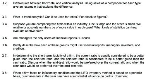 SOLVED: Q2. Differentiate between horizontal and vertical analysis ...