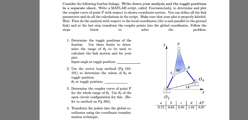 SOLVED: Book Design of Machinery Consider the following four-bar ...