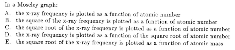 SOLVED:In a Moseley graph: the X-ray frcquency is plotted as a function ...