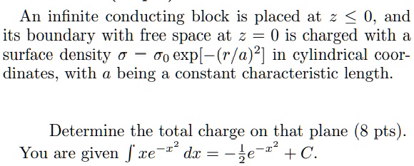 An infinite conducting block is placed at z ≤ 0, and its boundary with ...