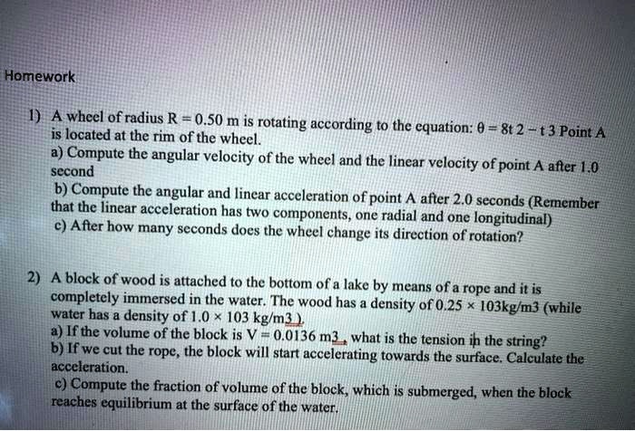 SOLVED: Text: Homework A wheel of radius R = 0.50 m is rotating ...