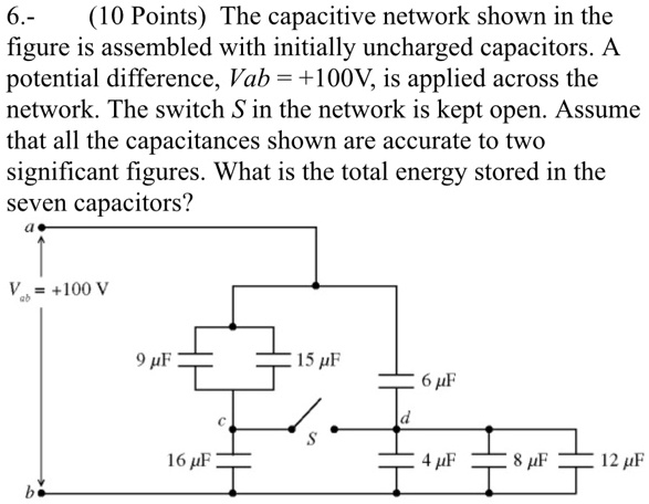 SOLVED: The capacitive network shown in the figure is assembled with initially uncharged ...