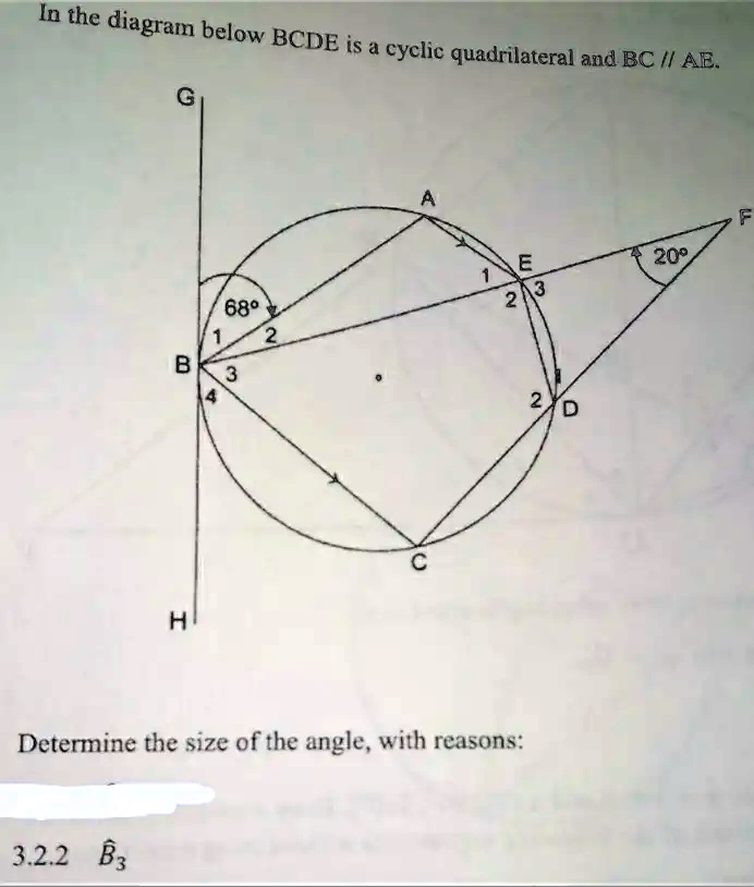 SOLVED: In the diagram below BCDE is cyclic quadrilateral and BC // AE ...