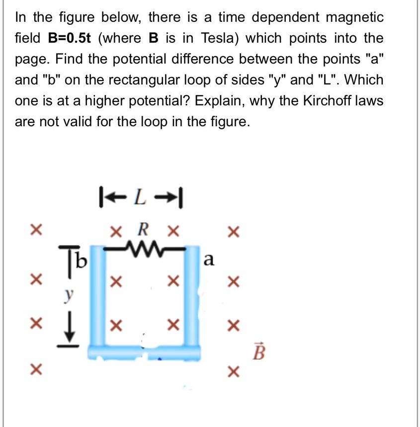 SOLVED: In the figure below, there is a time-dependent magnetic field B = 0.5t (where B is in ...