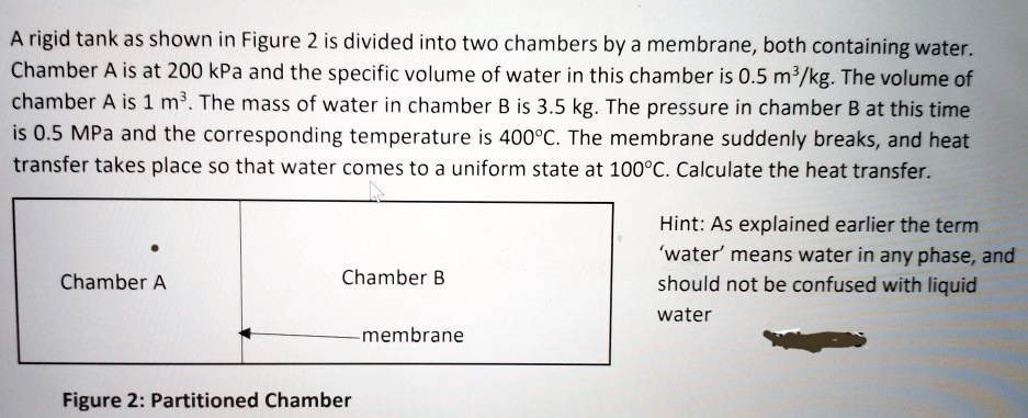 A rigid tank as shown in Figure 2 is divided into two chambers by a ...