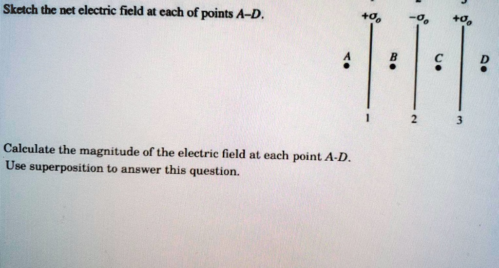sketch the net electric field at each of points a d 2 calculate the ...