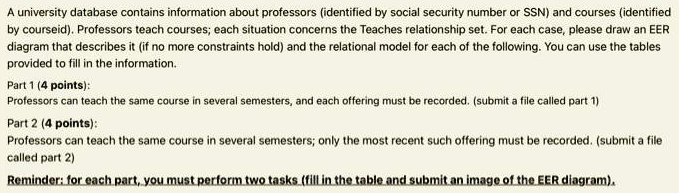 SOLVED: A university database contains information about professors (identified by social ...