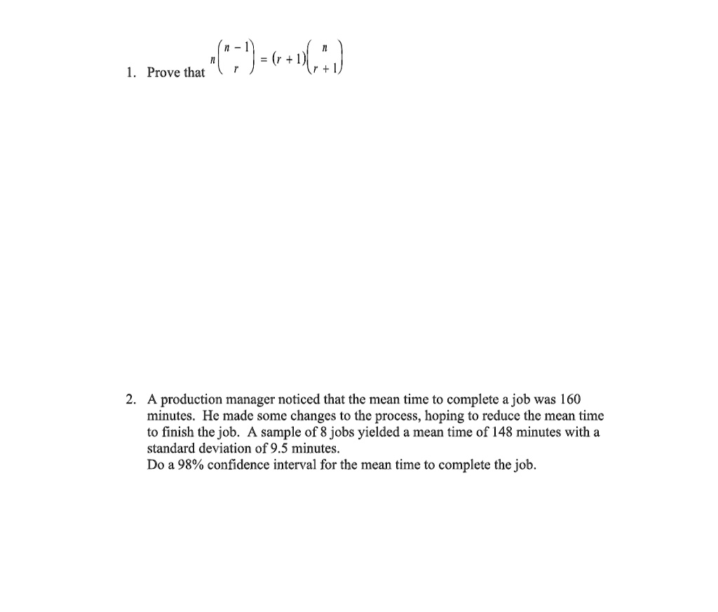 SOLVED: 19-6+4+) Prove that A production manager noticed that the mean ...