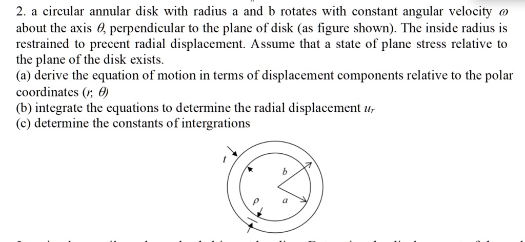 2. a circular annular disk with radius a and b rotates with constant ...
