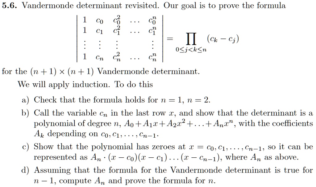 56 vandermonde determinant revisited our goal is to prove...