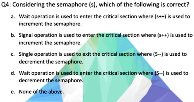 Solved Q4 Considering The Semaphore S Which Of The Following Is 9320