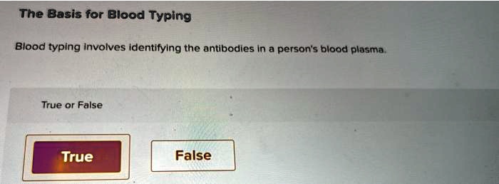 SOLVED: Blood typing involves identifying the antibodies in a person's ...