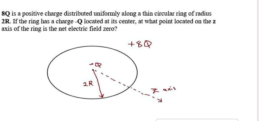 8q is a positive charge distributed uniformly along a thin...