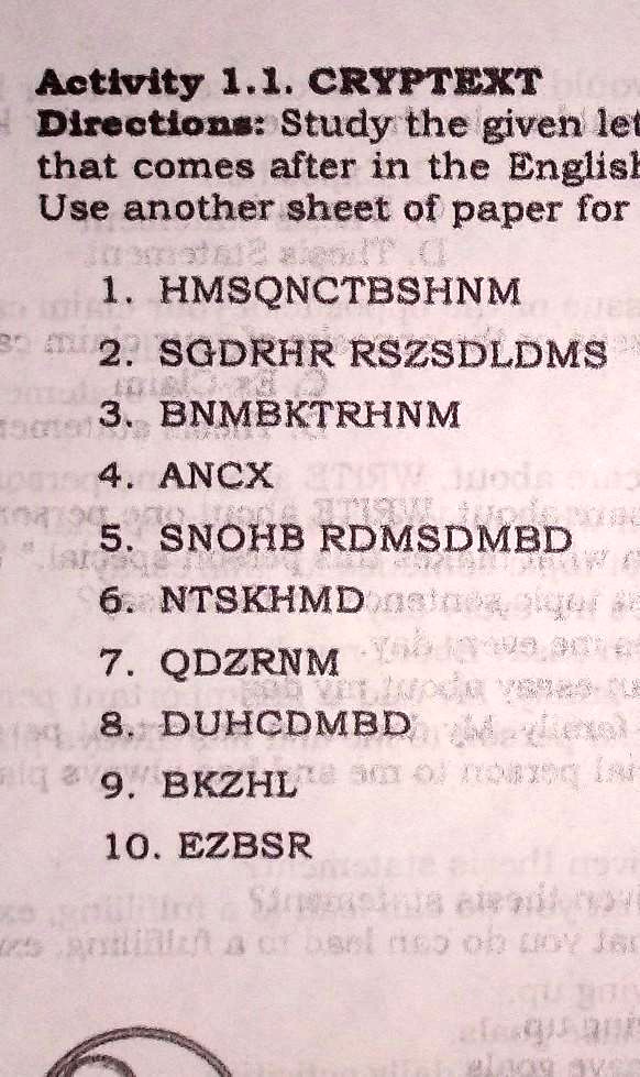 study the given letters and decode the words think of the letter that comes after the english ...