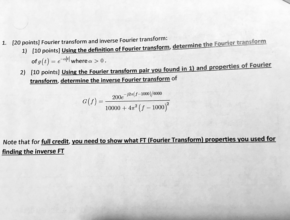 Solved Fourier Transform And Inverse Fourier Transform Given The