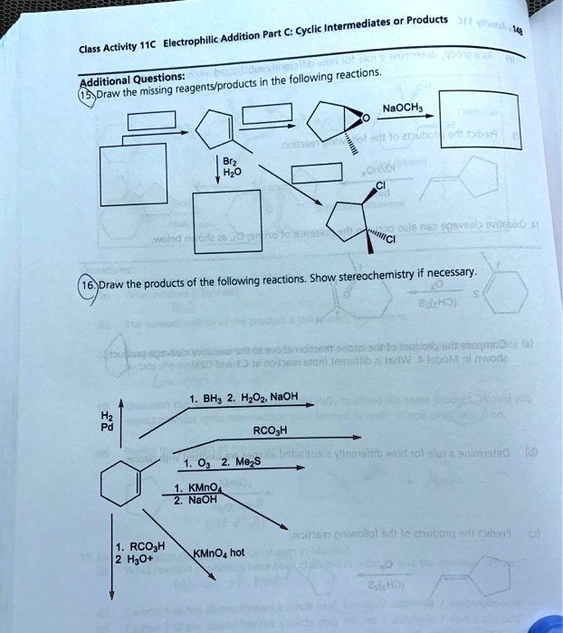 SOLVED: Intermediates = Products Addition Part €: Cyclic = Activity 11C ...