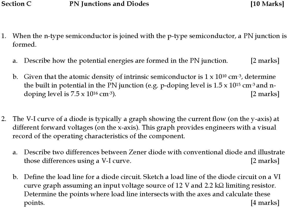 VIDEO solution: Section C: PN Junctions and Diodes [10 Marks] When the ...