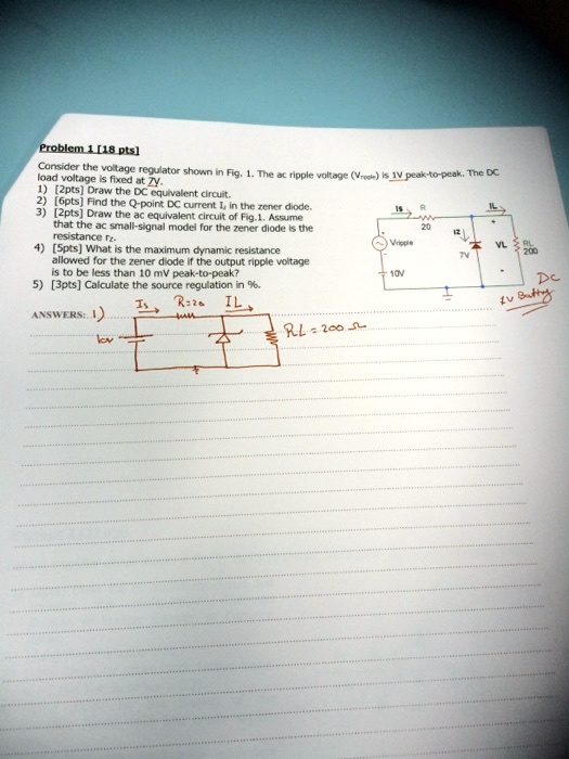 SOLVED: Problem 1 [18 pts] The load voltage is fixed at 10V. [2 pts] Draw the DC equivalent ...