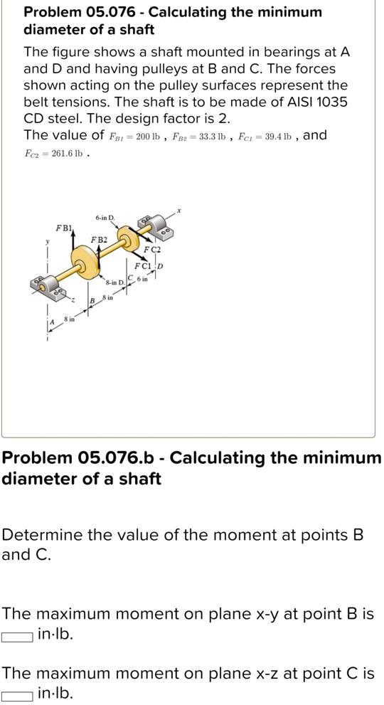 problem 05076 calculating the minimum diameter of a shaft the figure shows a shaft mounted in ...
