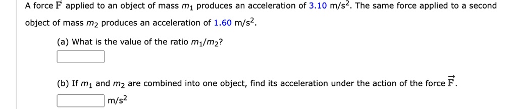 Solved A Force F Applied To An Object Of Mass M1 Produces An