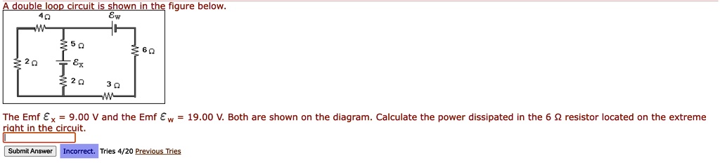 A double loop circuit is shown in the figure below. The Emf εx = 9.00 V ...
