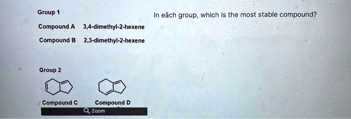 SOLVED: Group In each group which is the most stable compound? 3,4 ...