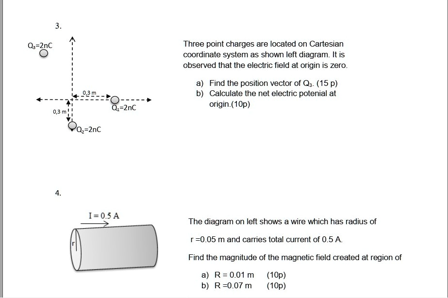 SOLVED: Three point charges are located on a Cartesian coordinate ...