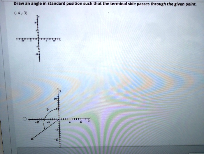 SOLVED: Draw an angle in standard position such that the terminal side passes through the given ...