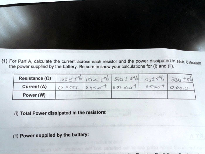 SOLVED: For Part A, calculate the current across each resistor and the ...
