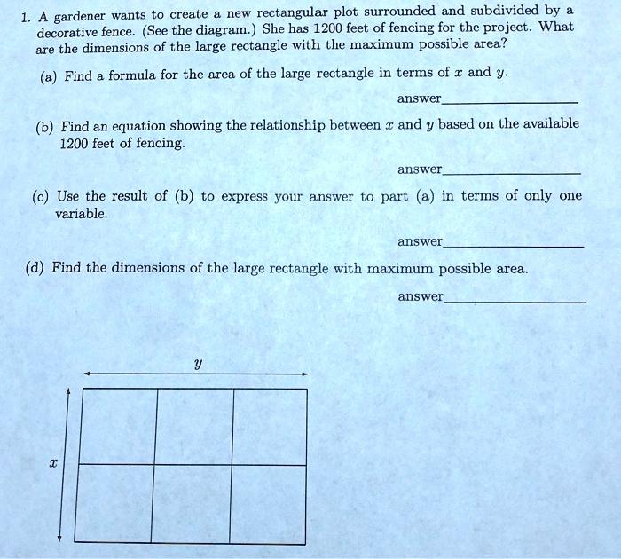 [GET ANSWER] 1 a gardener wants to create new rectangular plot ...