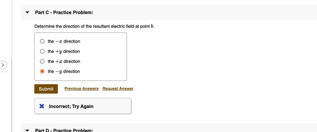 Solved Part C Practice Problem Determine The Direction Of The Resultant Electric Field At