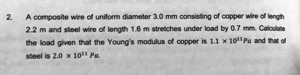 SOLVED: A composite wire of uniform diameter 3.0 mm consisting of ...