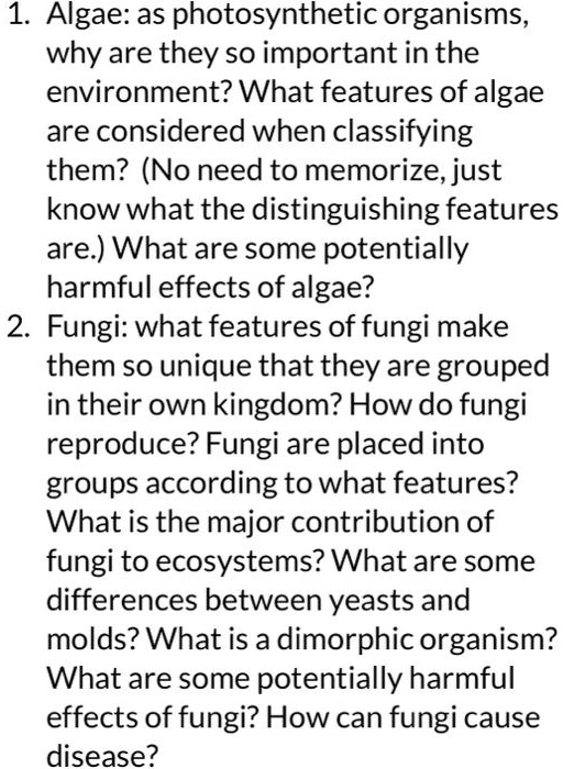 1. Algae: as photosynthetic organisms, why are they so important in the ...