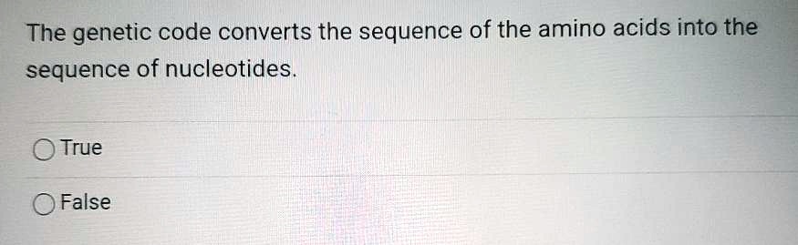 The genetic code converts the sequence of the amino acids into the ...
