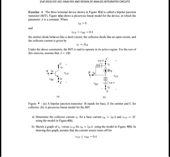 SOLVED: (Fall 2023 ECE 425: Analysis and Design of Analog Integrated ...