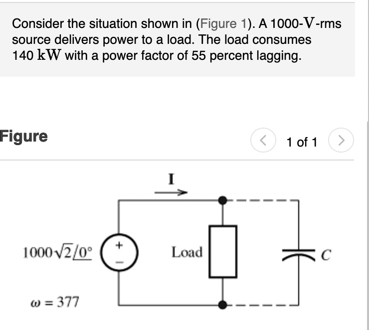 SOLVED: a) Find the phasor I, assuming that the capacitor is not connected to the circuit. Enter ...