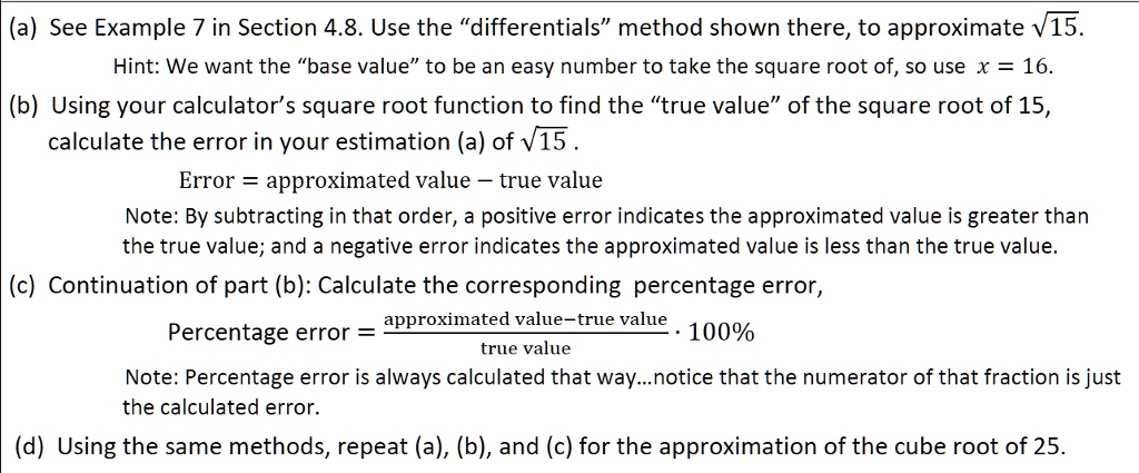 SOLVED: (a) See Example in Section 4.8. Use the "differentials" method ...