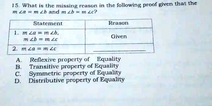 Transitive Property Of Equality Proof