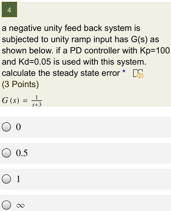 4 a negative unity feed back system is subjected to unity ramp input ...