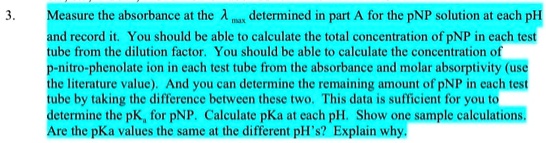 measure the absorbance at the determined in part for the pnp solution at each ph nd record you ...