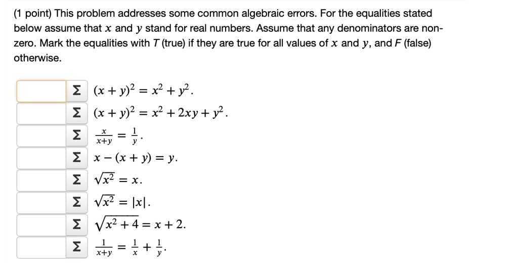 Solved This Problem Addresses Some Common Algebraic Errors For The