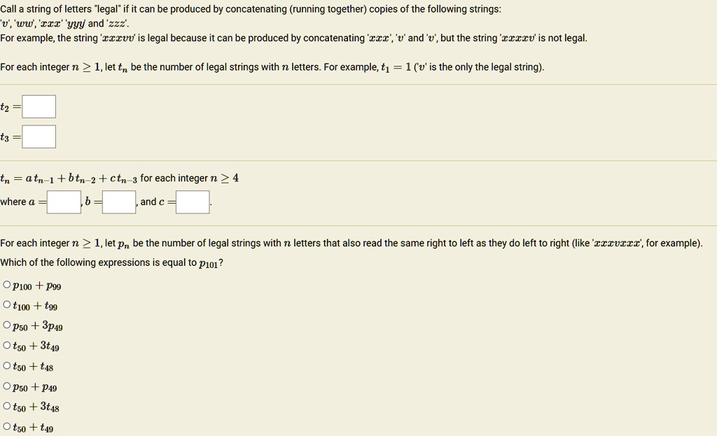 [GET ANSWER] Call a string of letters "legal" if it can be produced by ...